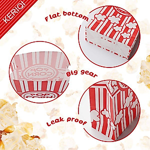 Keriqi Flat Bottom Popcorn Bags, 300 Pcs Paper Popcorn Bags for Family Movie Night Baseball Themed Carnival Christmas Birthday Party
