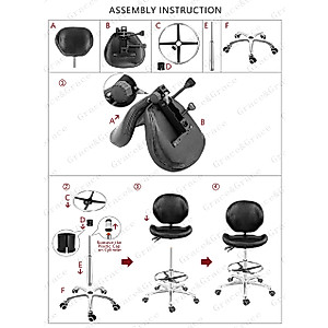 Drafting Chair Adjustable Tall Shop Stool, Rolling Chair with Backrest and Footrest for Computer, Studio, Workshop, Classroom, Lab, Counter, Home Office (Black)