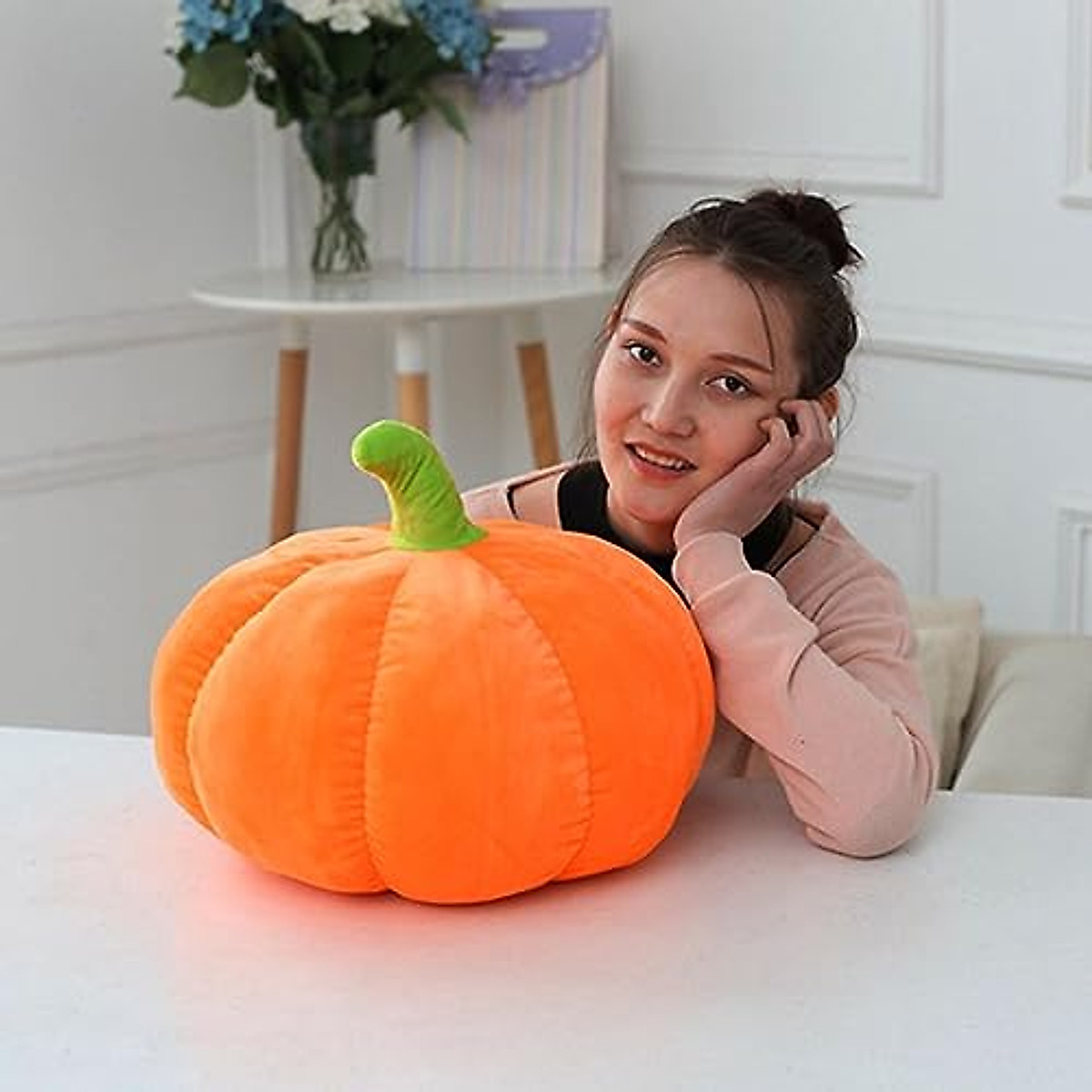 Halloween Pumpkin Pillow, Pumpkin Shaped Throw Pillow, Stuffed Pumpkin Fluffy Pumpkin Plush Toy, Decorative Throw Pillows Thanksgiving Pillow 3D Simulated Pumpkin Pillows for Party Home Decor 16inch