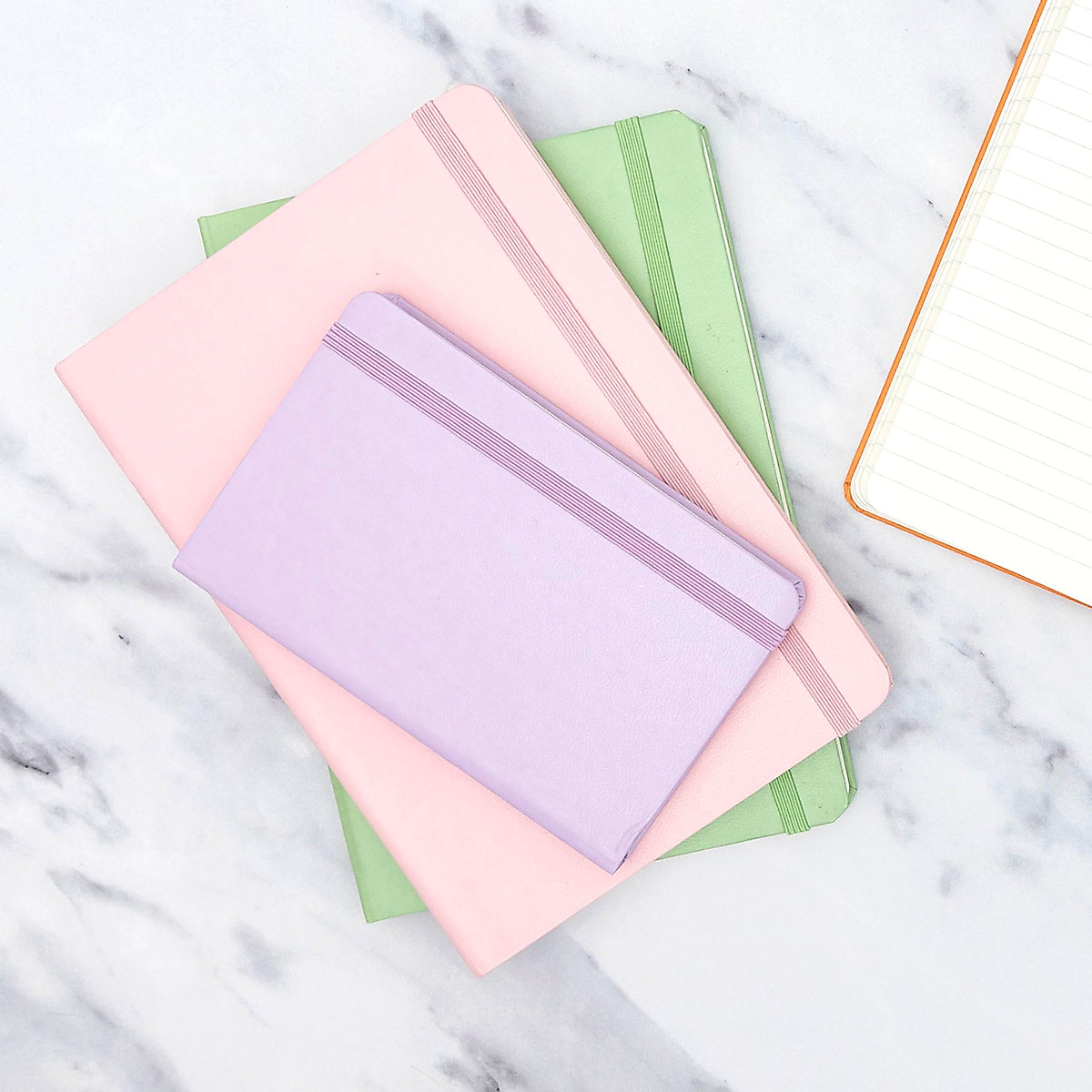 PAPERAGE Lined Pocket Journal Notebook, 2 Pack, (Black), 160 Pages, Small, 3.7 inches x 5.6 inches - 100 gsm Thick Paper, Hardcover