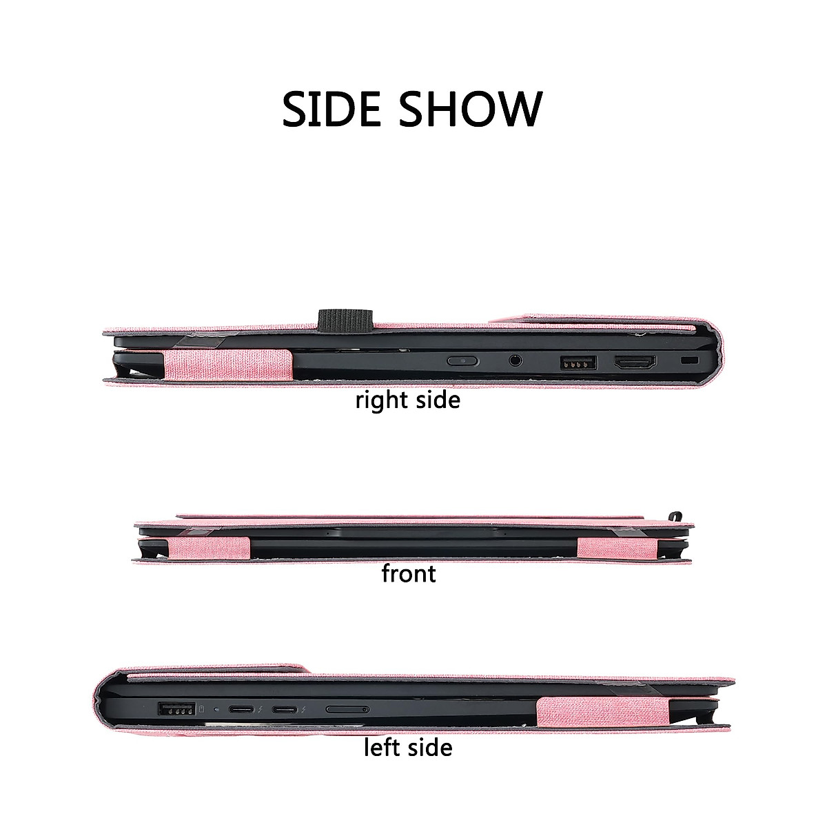 Cover Case for HP Envy x360 2-in-1 Laptop 14-FA 14z-FA & 14-fc 14t-fc &for HP Spectre x360 14-EU 14t-EU,PU Leather Protective Sleeve with Foldable Cooling Bracket (Pink)