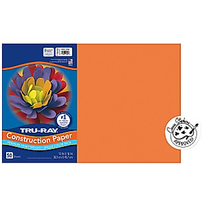 Tru-Ray® Heavyweight Construction Paper, Electric Orange, 12" x 18", 50 Sheets
