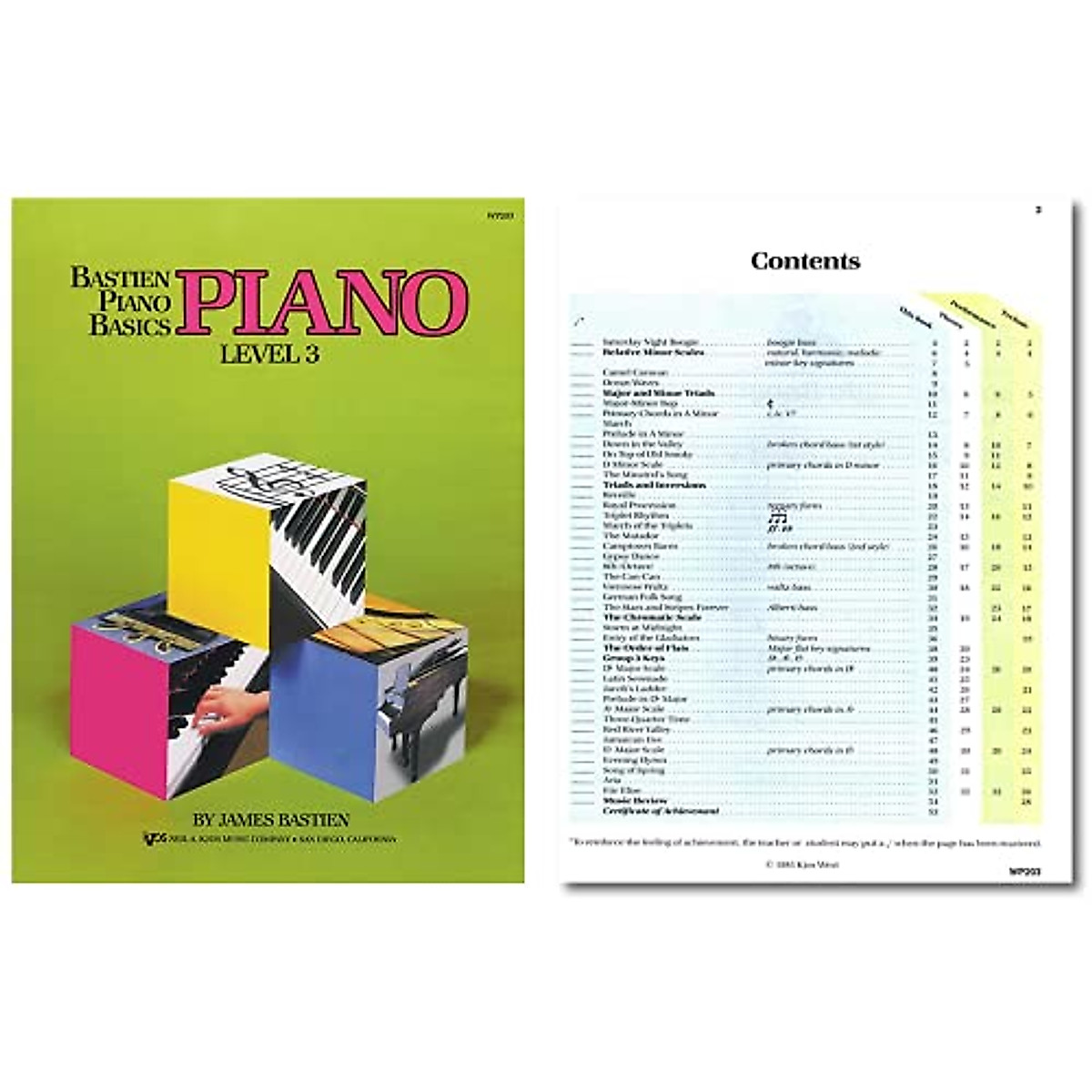 Bastien Piano Basics Level 3 Learning Set By Bastien - Lesson, Theory, Performance, Technique & Artistry Books & Juliet Music Piano Keys 88/61/54/49 Full Set Removable Sticker 3
