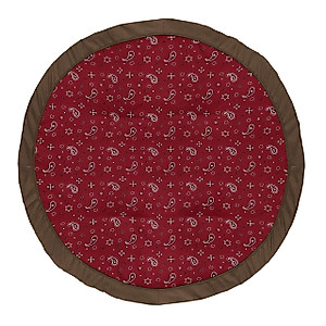 Sweet Jojo Designs Wild West Bandana Boy Baby Playmat Tummy Time Infant Play Mat - Red and Brown Western Southern Country Cowboy