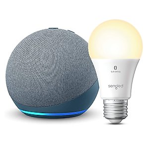 Echo Dot (4th Gen) | Twilight Blue with Sengled Bluetooth bulb | Alexa smart home starter kit