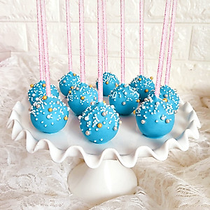 hapray 50-PCS Pink Glitter Plastic Swizzle Sticks, Crystal Cake Pops, Cocktail Coffee Drink Stirrers, Lolipop Stick, for Valentines Day Party 7.24 Inch