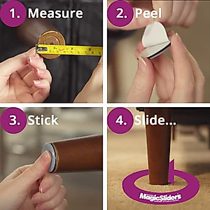 Magic Sliders 4038 Series 1-1/2" Sliding Disc, Gray, Pack of 4,Grey