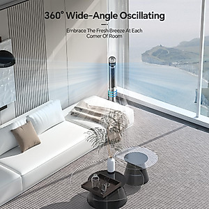 Kismile 47 inch Portable Oscillating Quiet Tower Fan with Remote Control,3 Modes and 8 Wind Speed Setting, Built in 24 H Timer LED Display Powerful Standing Fans (47 inch, Silver)