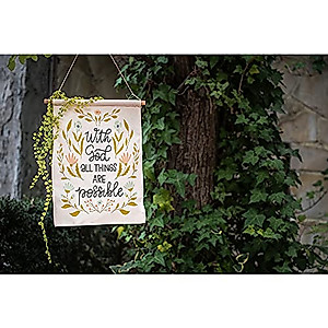 Moslion With God All Things Are Possible Garden Flag Vertical Double Sided Flower Leaf Jesus Inspirational Quote House Flags Home Burlap Banners 12.5x18 Inch for Outdoor Decor Lawn Orange