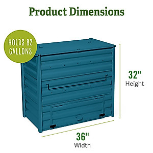 Gardener's Supply Company Demeter Metal Compost Bin | Weatherproof Powder-Coated Galvanized Steel Large Outdoor Composter | 36" W x 20" D x 32" H - Steel Blue