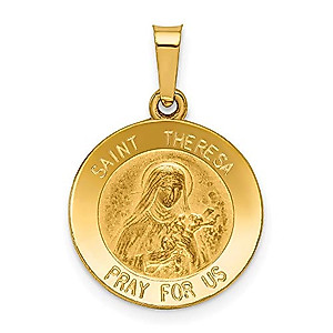 IceCarats 14K Yellow Gold Saint Theresa Medal Necklace Charm Pendant 21mm x 15mm Only