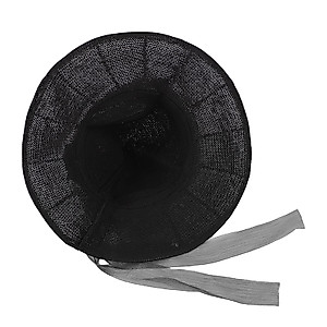 OhMill Women's Halloween Witch Hat Knit Head Ornament with Rose Big Bow Decoration,for Christmas Fancy Dress Cosplay Party Prop or Daily Wearing (Black Gauze Bow knot)