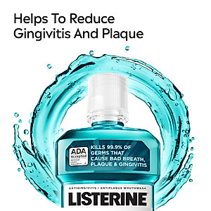 Listerine Cool Mint Antiseptic Mouthwash, Bad Breath, Plaque & Gingivitis, Mint, 1 L
