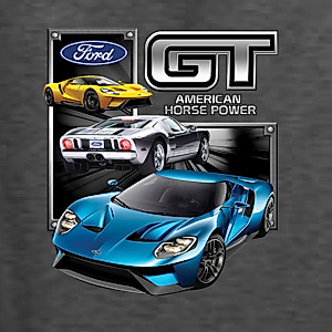 Ford GT American Horse Power Mustang Cars and Trucks Men's Graphic T-Shirt, Heather Black, Large