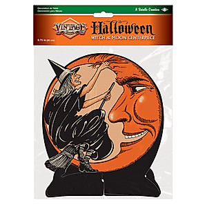 Beistle Witch and Moon Centerpiece, 9-3/4-Inch, Black/Orange