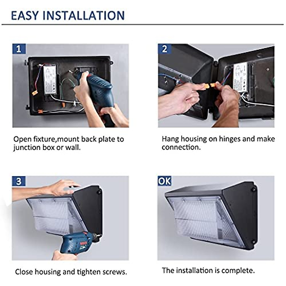 LEDMO 4 Pack LED Wall Pack Lights 120W - Repalces 800W HPS/HID Light 15600LM Wall Mount Light 5000K Commercial and Industrial Outdoor Security Flood Lighting for Buildings Warehouses Parking Lots Yard