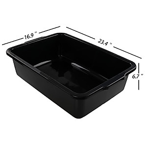 Qskely 4-Pack Plastic Commercial Bus Box, 32 L Black Large Bus Tub