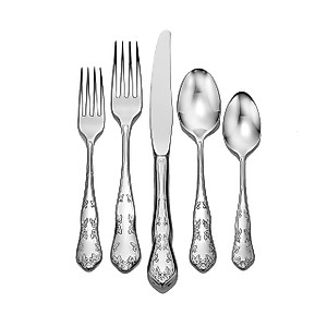 Liberty Tabletop Martha Washington 45-piece 18/10 Flatware Set for 8, Includes Serving Pieces Made in USA
