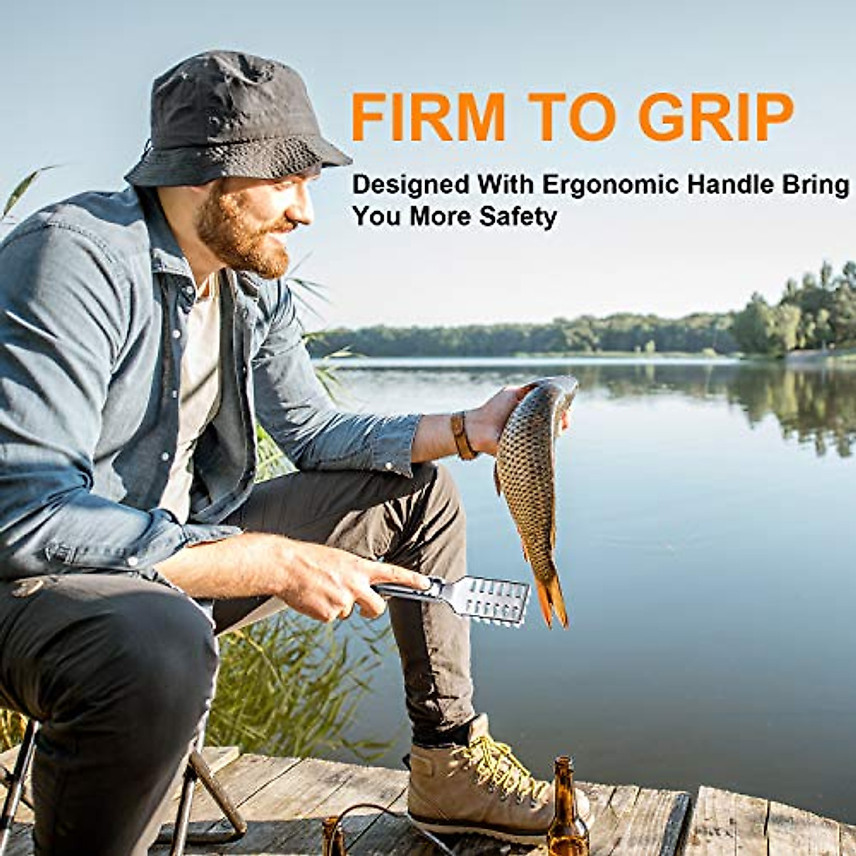 6 Pieces Fish Scaler Remover Fish Scaler Brush Stainless Steel Sawtooth Scarper Remover with Handle Multi-functional Bottle Opener for Kitchen Tool Faster and Easier Fish Scales Skin Removing Peeling