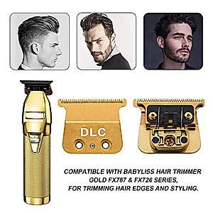 Replacement Trimmer Blades DLC 2.0 Compatible with BaBylissPRO FX787 & FX726,Professional Graphite T-blade for stylist,1 pack (golden)