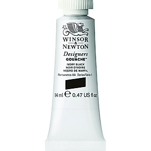 Winsor & Newton Designer's Gouache, 14 ml (0.47oz) tube, Ivory Black