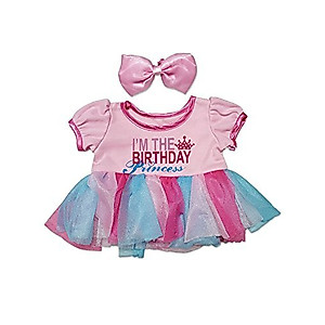 Birthday Princess w/ Bow Outfit Fits Most 14" - 18" Build-a-bear and Make Your Own Stuffed Animals