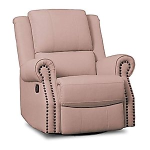 Delta Children Dylan Nursery Recliner Glider Swivel Chair, Blush
