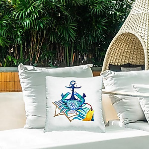 Stupell Industries Summer Beach Anchor Outdoor Printed Pillow, 18 x 18, Blue