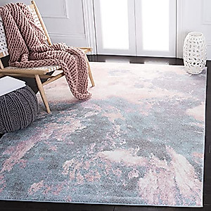 SAFAVIEH Glacier Collection Area Rug - 9' x 12', Navy & Green, Modern Abstract Design, Non-Shedding & Easy Care, Ideal for High Traffic Areas in Living Room, Bedroom (GLA123M)