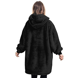 Onlyway Oversized Blanket Hoodie, Fluffy Sherpa Fuzzy Fleece Comfy Giant Hooded Sweatshirt for Children Teens, Milk