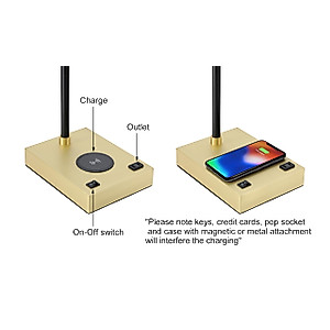 XiNBEi Lighting Desk Lamps for Home Office Modern Black and Brass Table Lamp with Switch Bedside Table Lamp with Charger for Bedroom or Nightstand