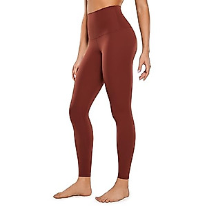 CRZ YOGA Women's Butterluxe Super High Waisted Workout Leggings 28 Inches -Over Belly Buttery Soft Full Length Yoga Pants Jujube Brown Large