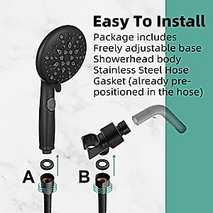 Cobbe High Pressure 9 Functions Shower Head with handheld, Built-in Power Spray to Clean Corner, Tub and Pets, Stainless Steel Hose Adjustable Bracket(Matte Black)