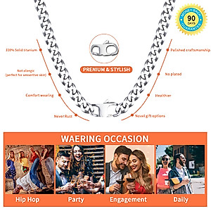 SanThree 5.5mm Pure Titanium Cuban Link Chain Necklace, Durable Skin-Friendly Solid Titanium Curb Chain Necklaces Gift for Men Women, 24 Inches