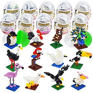 JOYIN 12 Pcs Pre Filled Easter Eggs with Bird Building Blocks for Easter Party Favors, Basket Stuffer,Egg Hunt, Goodie Bag Fillers, Kids Classroom Prizes