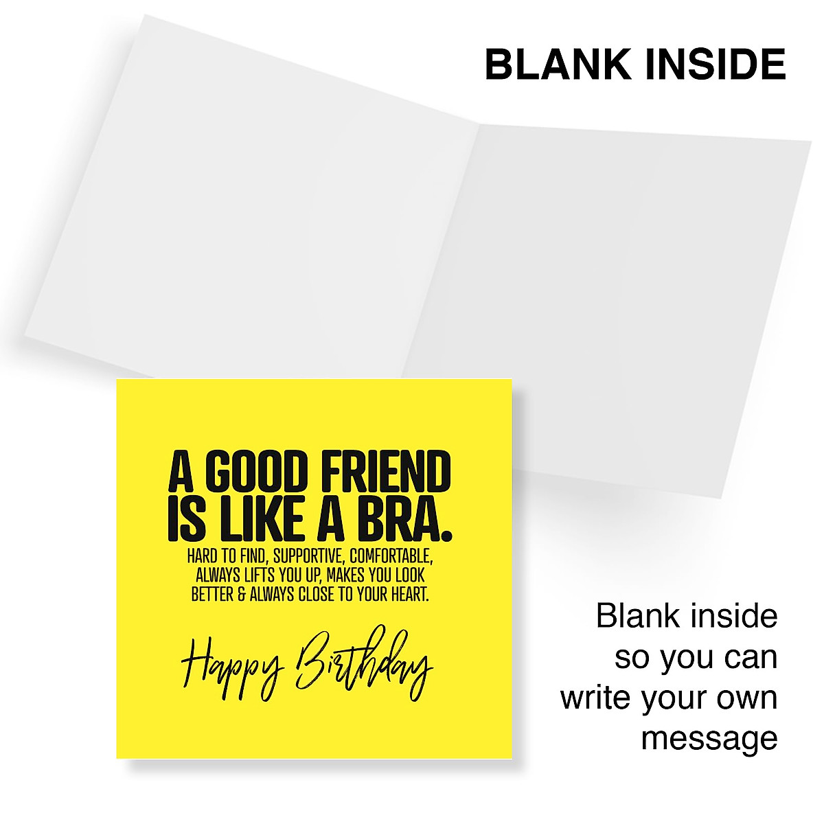 Punkcards - Friend Birthday Card Female - 'A Good Friend Is Like A Bra' - Best Friend Birthday Card - Birthday Card Friend Female - Special Friend Birthday Card