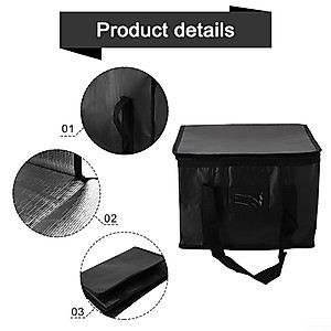 Food Insulation Bag, Insulated Food Delivery Bag for Hot and Cold Meal Double Closure Grocery Tote Insulation Bag with Front Compartment(28L)