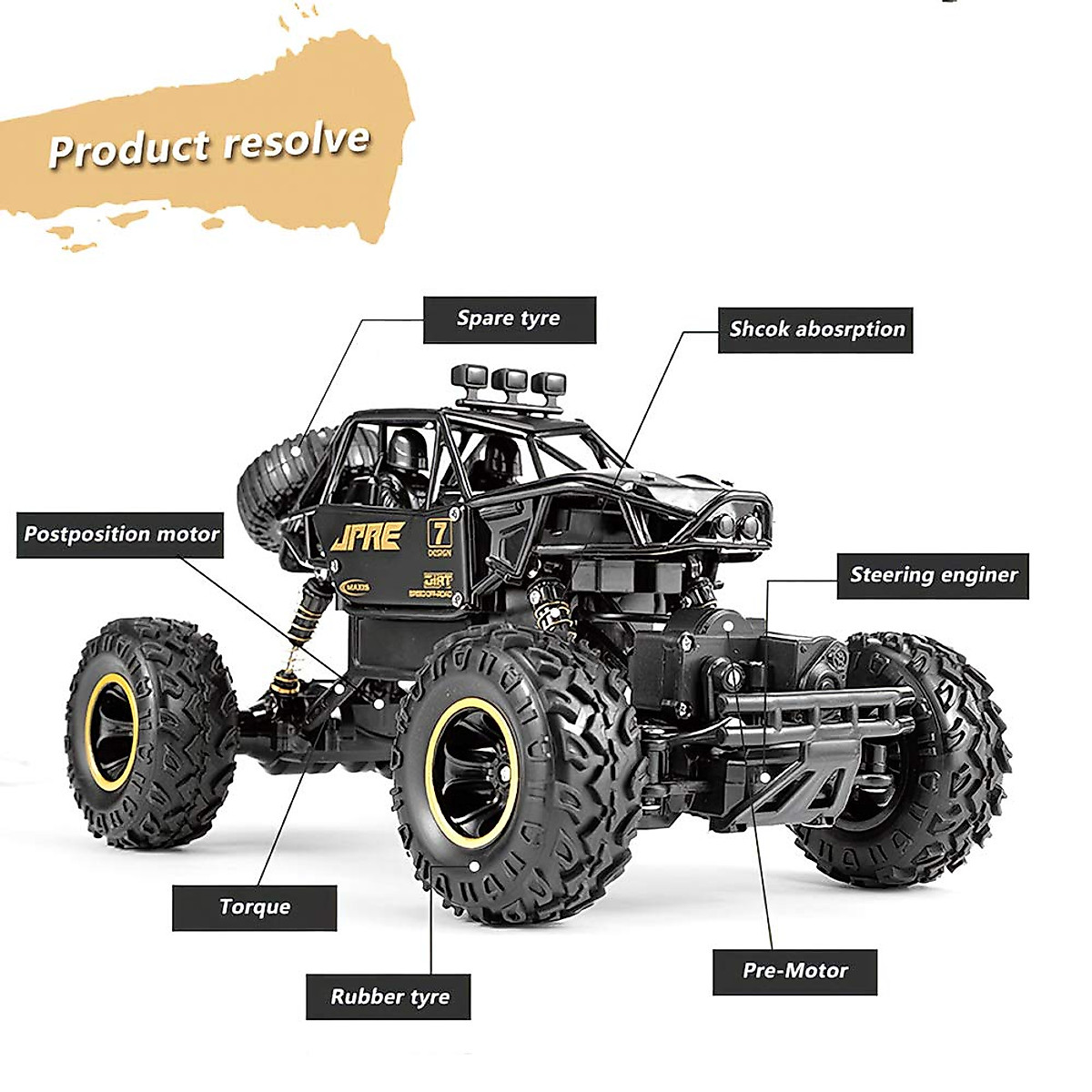 GoolRC 1/16 Alloy RC Car, 2.4GHz Remote Control Buggy, 4WD Off-Road Rock Crawler, 15km/h High Speed Climbling Truck Car RTR for Kids (Silver)