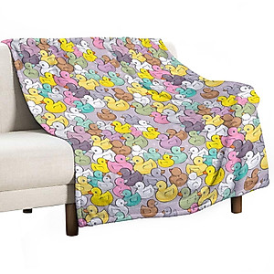 Colorful Baby Ducks Throw Blanket, Ultra Soft Microplush Bed Blanket, All Season Microfiber Fleece Throw for Bed Chair Sofa Couch Bedroom 60"X50"