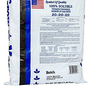 Grow More 5010 All Purpose Fertilizer 20-20-20, 25-Pound , white