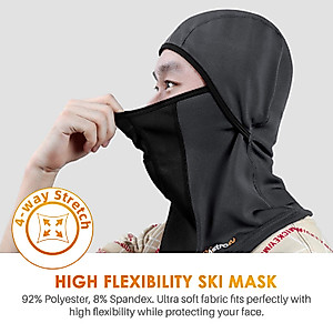 AstroAI Ski Mask Windproof Balaclava for Cold Weather, Winter Face Mask Breathable Stretchable for Skiing, Snowboarding, Gray