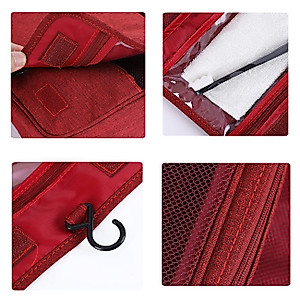 YUNZSXJY Hanging Toiletry Bag Large Capacity Hanging Toiletry Bag for Women and Men Waterproof Travel Cosmetic Bag with Sturdy Hook (Red)