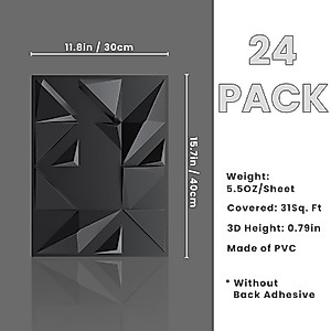 15.7"x11.8" 3D Wall Panels, 24PC Modern Interior Accent Wall Panel Geometric Textured Wall Tiles for for Living Room Hotel Office, Coving 31 Sq.Ft