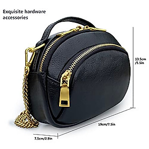 Leather Bags Purses and Handbags Shoulder Bags for Women Soft Leather Ladies Crossbody Bag Top handle satchel Bag Mini Bag (Black)