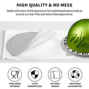 Fanativita Aluminum Foil Seal Kit for Reusable Nespresso Vertuo Pods - Includes Reusable Capsule Holder, Brush, Scoop and 50Pcs Seal Lids