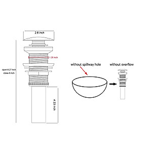 YCCUZA Bathroom Faucet Vessel Pop Up Sink Drain Without Overflow Chrome Drain Stopper No Overflow Pop Up Sink Drain for Bathroom Faucet Vessel Vanity Sink