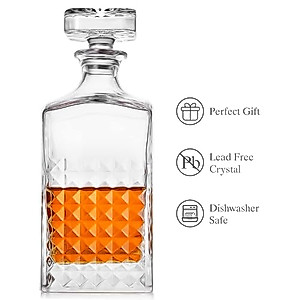 LIGHTEN LIFE Whiskey Decanter,34 oz Liquor Decanter with Stopper in Gift Box,Premium Bourbon Decanter,Crystal Scotch Decanter for Whiskey,Bourbon,Scotch…