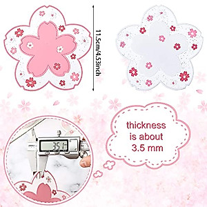 Sakura PVC Coaster Cherry Blossom Cup Coaster Anti-Skid Insulation Coaster for Beer, Coffee, Tableware Tea (4, 4.5 Inch)