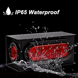 Partswcgg 2Pcs Steel Trailer Lights Boxes Housing Kit w/6 Inch Oval Red LED Trailer Tail Lights 10LED and 2" Round Red LED Side Marker Lights 4LED, Grommets and Wire Pigtails Connectors Included