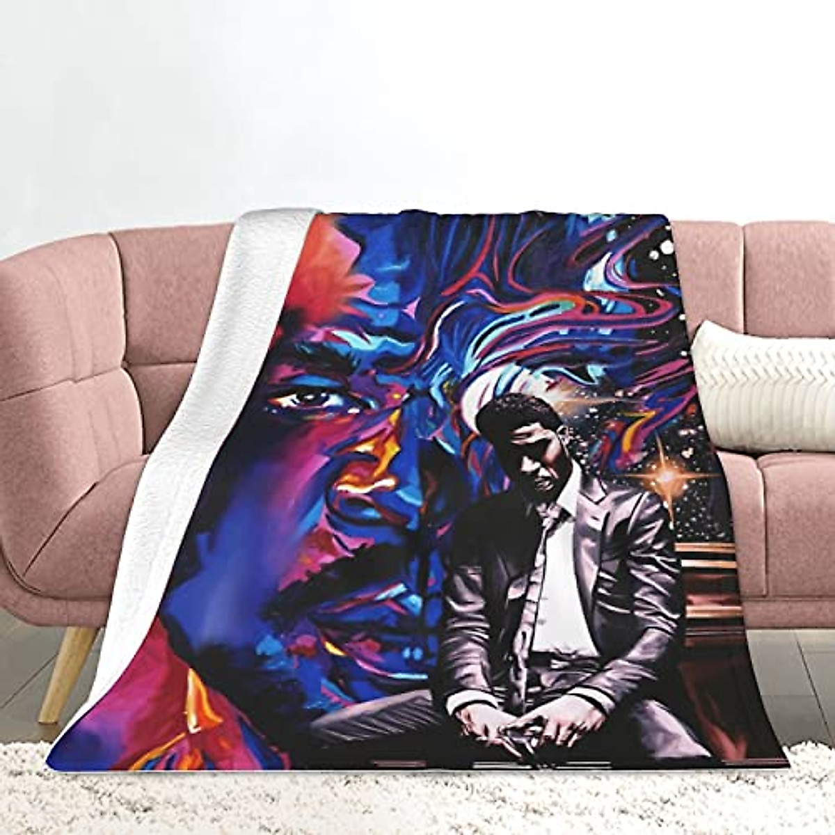 Flannel Fleece Throw Blanket Couch Blanket 60"x50",Soft Lightweight Durable Funny Home Decoration Warm Plush Lamb Wool Blanket Kid Custom cudi Blanket for Sofa